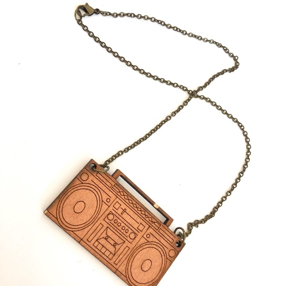 Jewelry | Boombox Wood Necklace | Poshmark